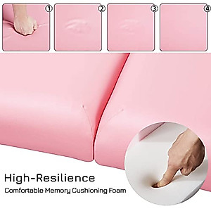 PrimeZone Pink Massage Table Portable - 2 Folding Lash Bed with Carrying Case & Face Cradle for Eyelash Extensions, Spa, Facial, Hight Adjustable Tatto Table, 84" x 32"