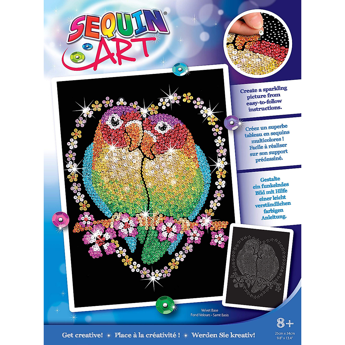 Sequin Art Blue, Love Birds, Sparkling Arts and Crafts Picture Kit, Creative Crafts