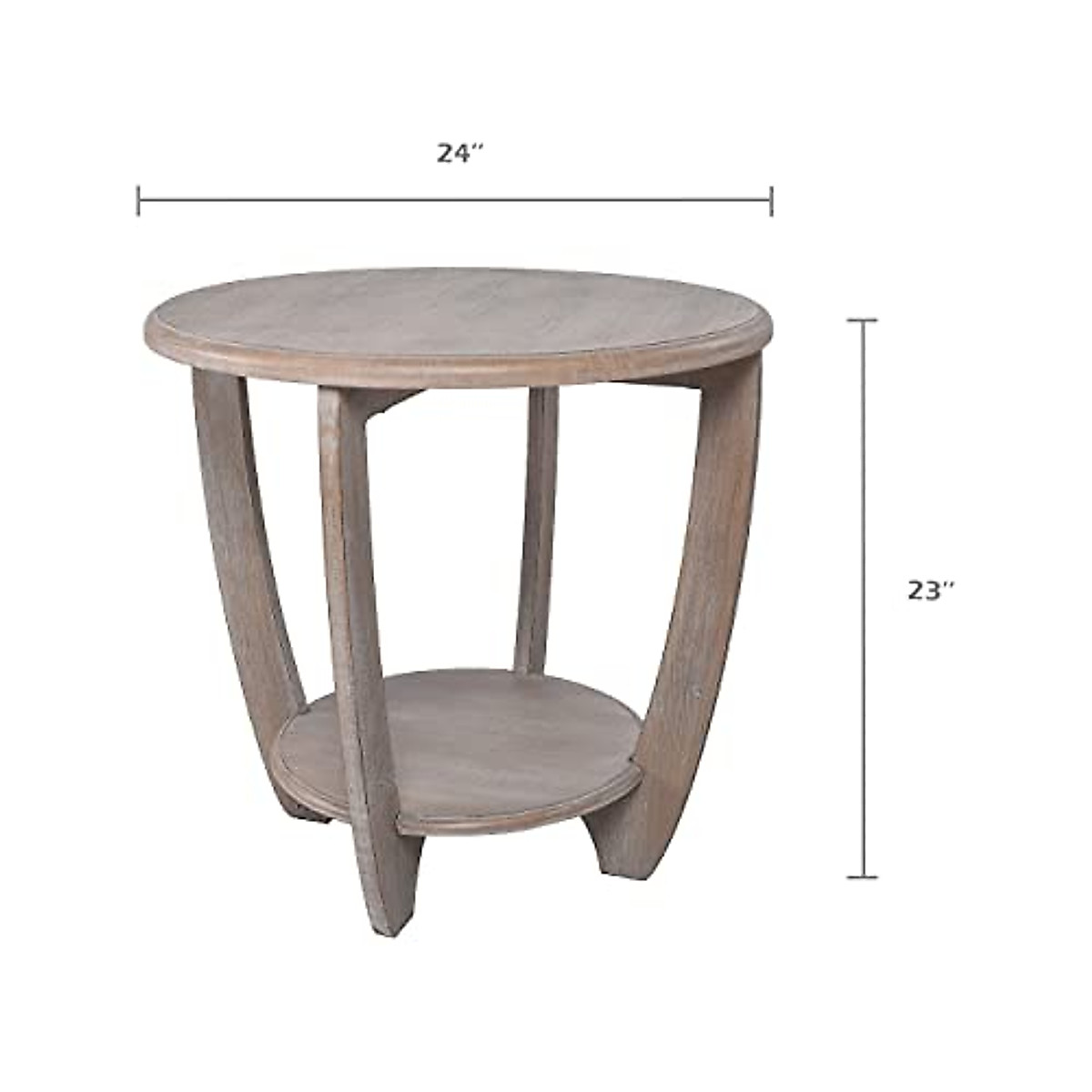 COZAYH Rustic Farmhouse end Table with Storage Shelf, French Country Accent Side Table for Family, Dinning or Living Room, Small Spaces, Modern, Round, Vintage Grey Finish.