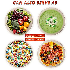 Large Salad Bowl with Lid, Bamboo Fiber Salad Serving Bowl Set with Utensils, 9.8inches Mixing Bowl with Servers, Solid Bamboo Wooden Bowl for Salad, Fruits, Vegetables and Pasta(White)