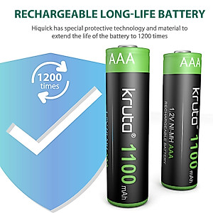 Kruta Solar Lights Batteries AAA 1100mah High Capacity 1.2V Ni-MH Rechargeable AAA Solar Battery for Outdoor Solar Lights, Battery String Lights, TV Remotes (Pack 8)…
