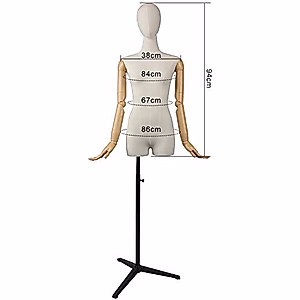 Tailors Dummy Mannequin Torso Body with Universal Casters | for Clothing Dress Jewelry Display Tailors Dummy Dressmakers Dummy