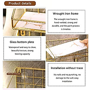 Floating Shelves, Wall Mounted Storage Shelf with Metal Wire, Wall Mounted Metal Wire Floating Shelves, for Bedroom, Bathroom, Living Room, Kitchen