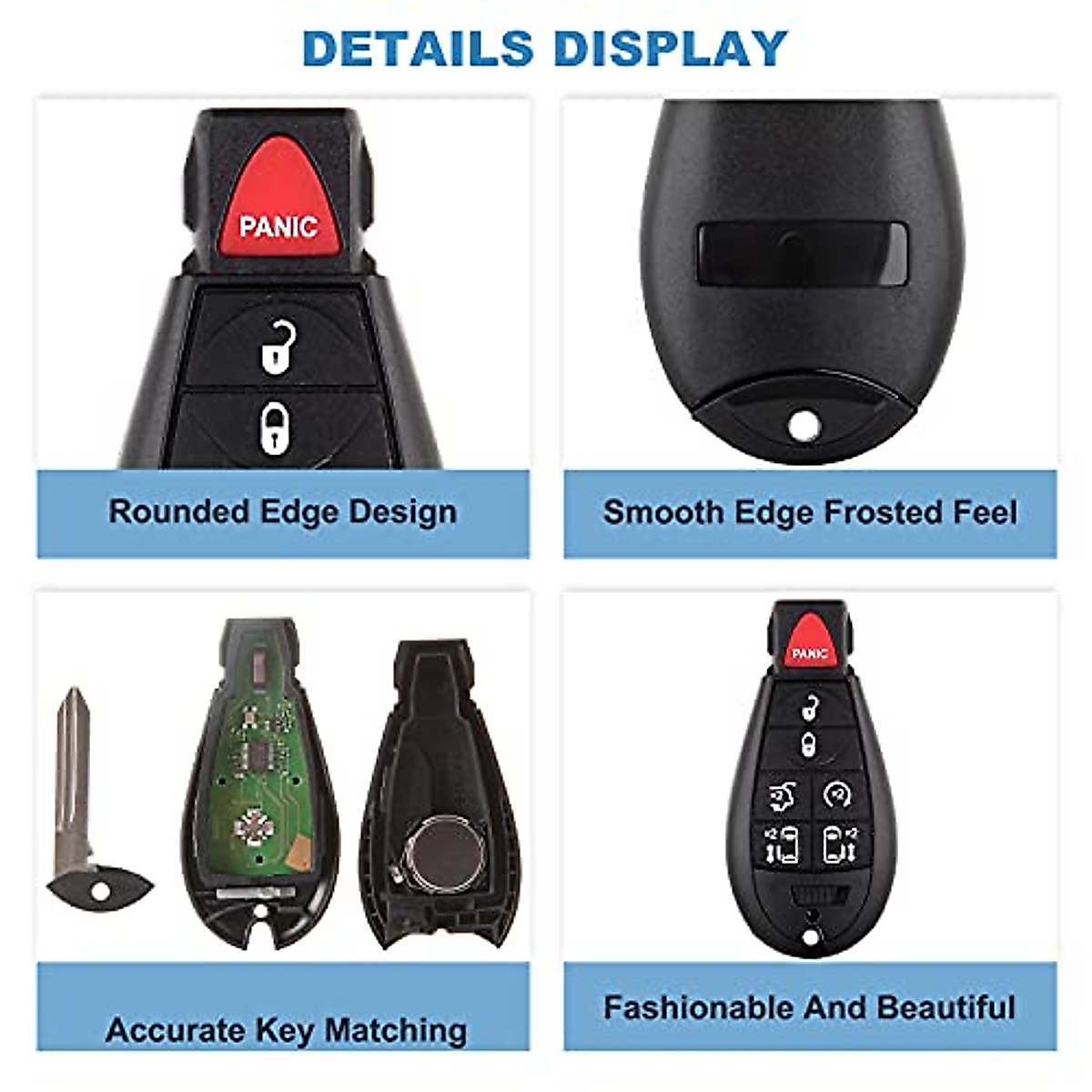 ECCPP 1X Key Fob (Shell Case) Replacement for Uncut Keyless Entry Remote 08-14 Chrysler 300/ Dodge Journey Grand Caravan/Jeep Commander Grand Cherokee/Volkswagen Routan M3N5WY783X IYZ-C01C