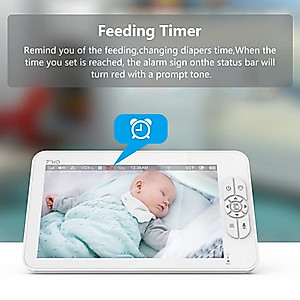 GUAZI STORE Baby Monitor, 7-inch Large Screen,Baby Monitor with Camera Audio Split Screen, Rotating Camera, Two-Way Talk, Temperature Monitoring,Baby 2 Camera,Automatic Night Vision, Lullaby.…