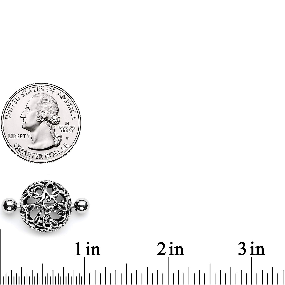 Body Candy Womens 14G Nipplerings Piercing 9/16" Steel Framework Twining Vines 2Pc Nipple Shield Set 14mm