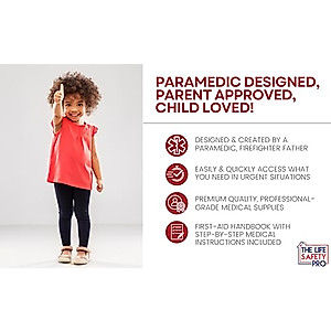 Portable First Aid and CPR Kit for Children - Ideal for Home, Car, School, Camping, and Travel. Latex-Free Bandages – Custom First Aid Guide by The Life Safety Pro