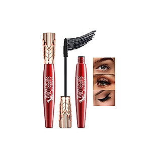Mascara Black, Waterproof Long Lasting Smudge Proof Thicking Curling Lenthening Eyelash Makeup, 4D Silk Fiber Lash Crown Mascara