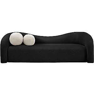 Meridian Furniture 186Black-S Kali Collection Modern | Contemporary Sofa with Soft Black Faux Shearling Teddy Fabric, Curved Back, 86" W x 33" D x 27" H, Black