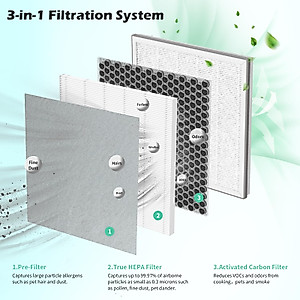 XBWW 2 Packs IC-5018 IC-5120 Replacement Filter for InvisiClean Aura IC-5018, Aura II IC-5018 and Sensa IC-5120 Air Cleaner Purifiers, 4 in 1 filter with H13 True HEPA,Activated Carbon Filter