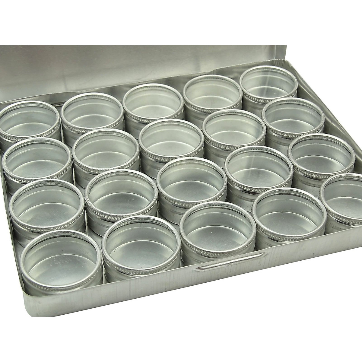 Darling Souvenir 20-Pieces Clear Top Round Aluminum Storage Container Set 1.2" Diameter Mini DIY Favour Boxes