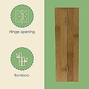 Bamboo Key and Mail Organizer For Wall ( Natural), By Home Basics | Mail Shelf Organizer With 6 Interior Key Hooks | Dual Compartment Small Mail Holder