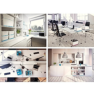 Leitz Large MyBox with Lid, Storage Box for Home and Office, High Gloss Plastic, 18 Litre, A4, White/Blue Metallic