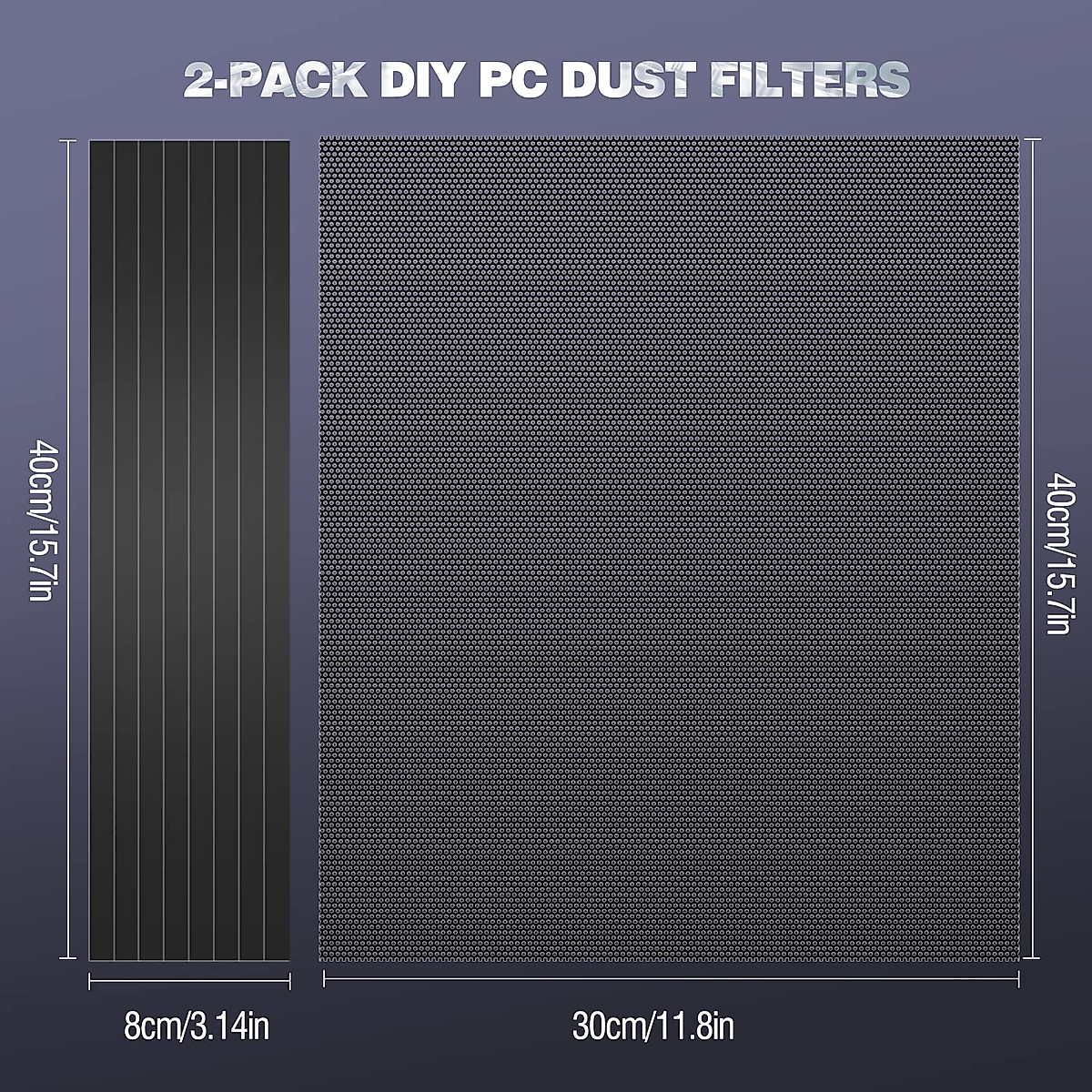 MoKo 400x300mm DIY PC Case Dust Mesh Filter, [2 Pack] PVC Dustproof Magnetic Dust Filter Cover, PC Mesh Grill with Magnetic Frame Strip Computer Cooler Fan Dust Filter for Computer PC Case, Black