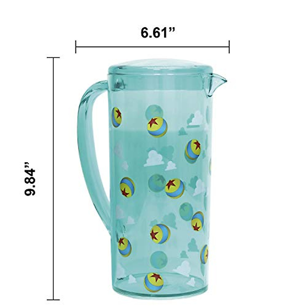 Zak Designs Pixar Movies Alien Remix Beverage Serving Set Includes Pitcher and 4 Durable Plastic Tumblers with Unique Artwork, Perfect for a Pool Party (5 Pieces), Green,10 ounces