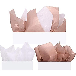 UNIQOOO 60 Sheets Assorted Metallic Rose Gold Pink Gift Wrapping Tissue Paper Bulk, Recyclable Durable, for Gift Bag Box Wrapping Crafts DIY, Wedding Birthday Party Favors, Tassel,Confetti, 20X26 Inch