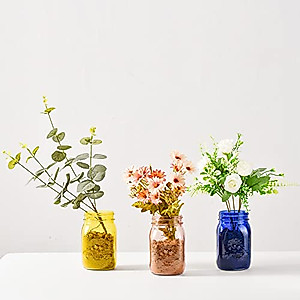 Amzcku 16 oz Blue Mason Jars with Lids，Regular Mouth Canning Jar, 6 Pack Multifunction Glass Container, for Storage, Canning, Pickling, Preserving, Fermenting, DIY Crafts & Decor…