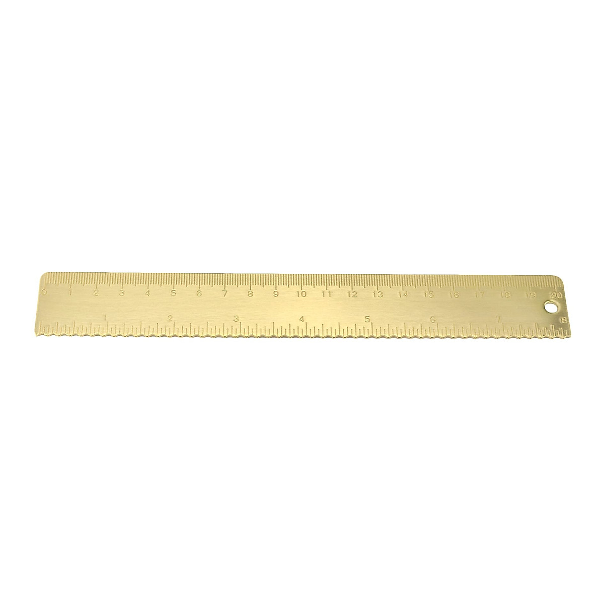 HEVSTIL 20CM Brass Ruler,Thicken Copper Ruler Straight Brass Ruler Copper Straight Ruler Wave Edge Math Ruler for Line Drawing,Gold