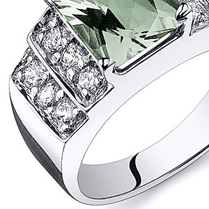 PEORA Green Amethyst Step Ring Sterling Silver 2.00 Carats Size 5