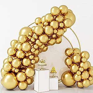 RUBFAC 92pcs Metallic Gold Balloons Chrome Gold Balloon Different Sizes 18 12 10 5 Inch Gold Latex Balloons for Happy New Year Decorations 2024 Birthday Party Graduation