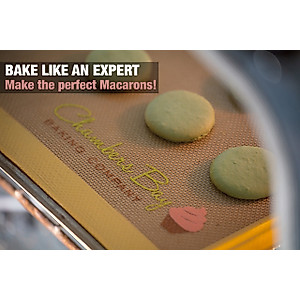Silicone Baking Mat for Macaron- Two Half Sheet Mat Set 16.5 x 11 5/8 - Non Stick - Cookie Sheet - Baking Liner - Perfect for Oven, Pastry, Bacon, Cookies, Chicken, Pizza, Bread, Pastry Rolling