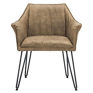 Safavieh Home Esme Mid-Century Modern Light Brown Faux Leather Dining Chair, Set of 2