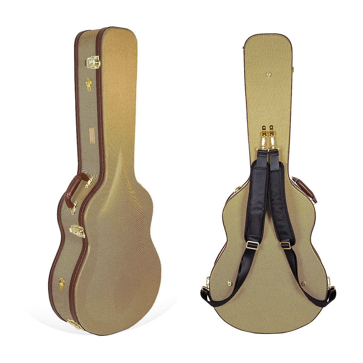 Crossrock Hard-Shell wood case for 11~12.5'' Openback Banjos with removable shoulder straps-Tweed(CRW700OBJTW)