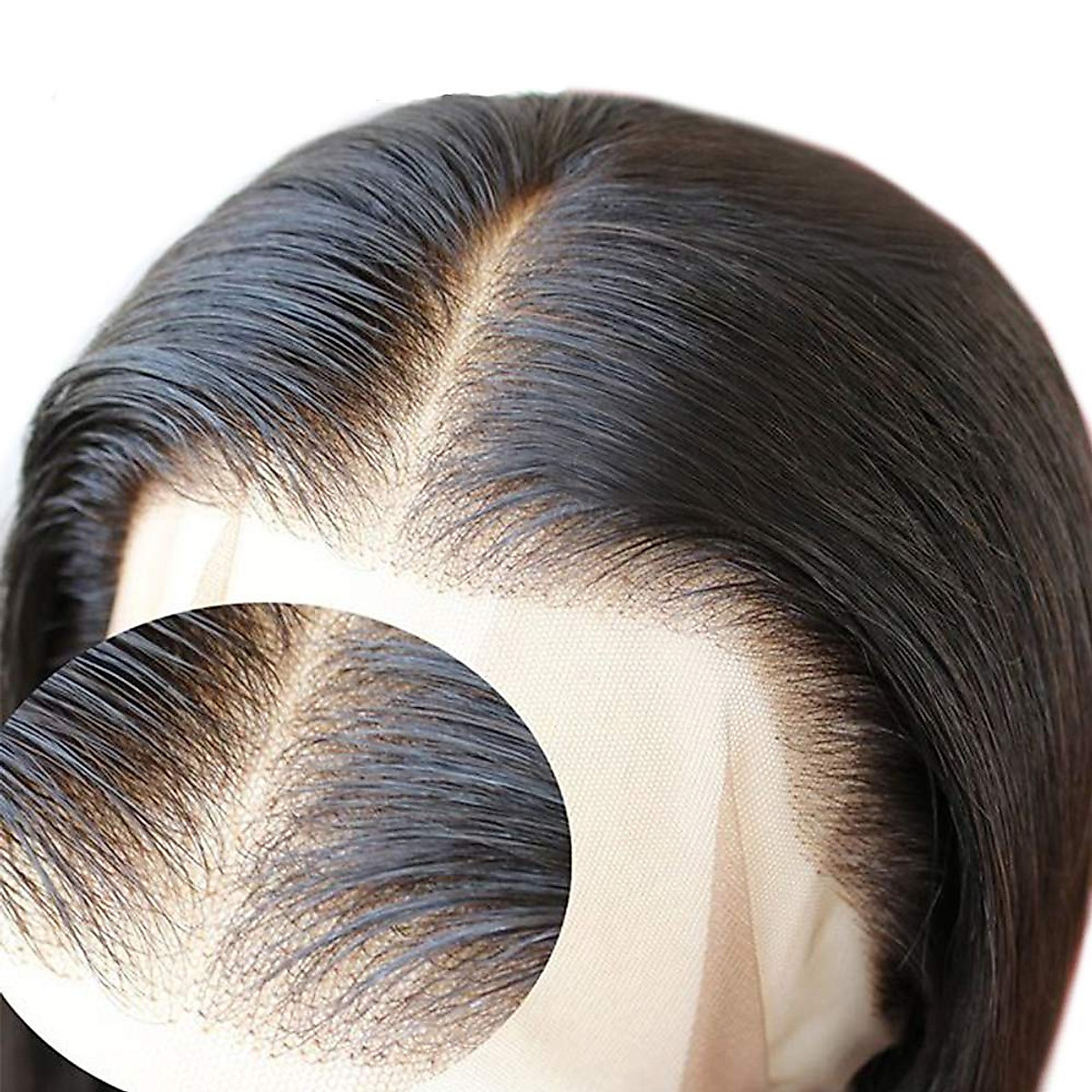 ANDRIA 13x4 HD Lace Front Wigs Straight Hair Glueless Lace Wigs Synthetic Long Silk Straight Natural Wig Heat Resistant Fiber Natural Black Hair Wig With Baby Hair For Black Women 24 Inches