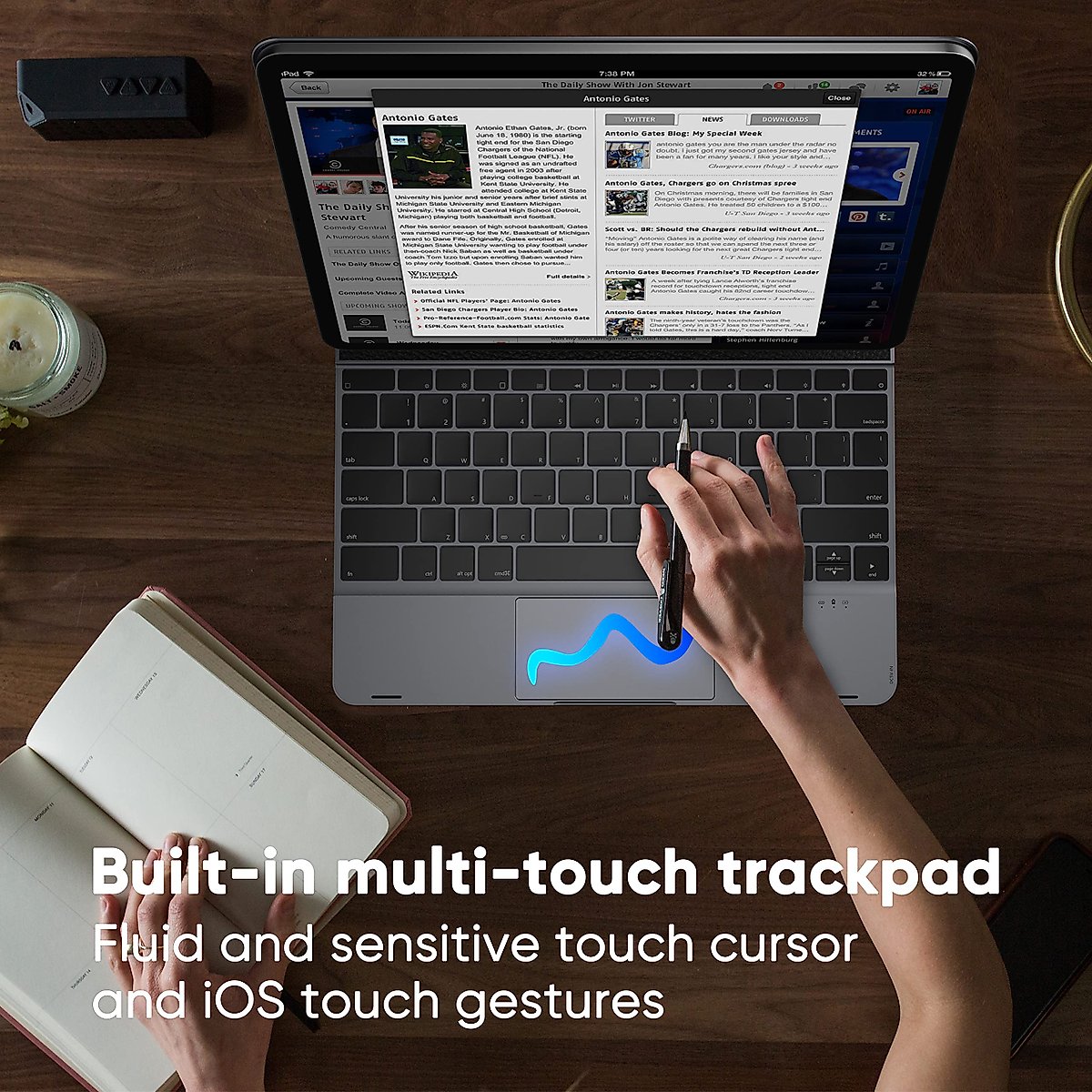 doqo Keyboard case for iPad Air 13 (M2) 2024 and iPad Pro 12.9(6th,5th,4th,3rd Gen), 360° Rotatable Magnetic Keyboard Cover with Multi-Trackpad,Aluminum Alloy Backlit Slim