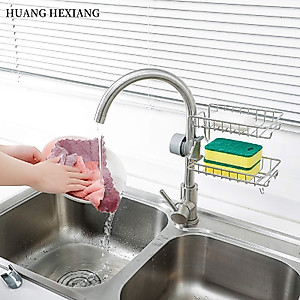 Faucet Storage Rack，Holder Sink Caddy Organizer for Kitchen & Bathroom Accessories， Stainless Steel Storage Rack，Sink Organizer for Soap Sponge Brush Scrubber Sink Caddy Organizer (Double layer)