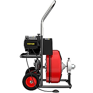 VEVOR Drain Cleaner Machine 100 Ft x 3/8 Inch Auto Feed Drain Cleaning Machine Fits 1 to 4 Inch Pipes, Portable Drain Auger Cleaner with 8 Auger Bits, Electric Drain Auger Plumbing Tool