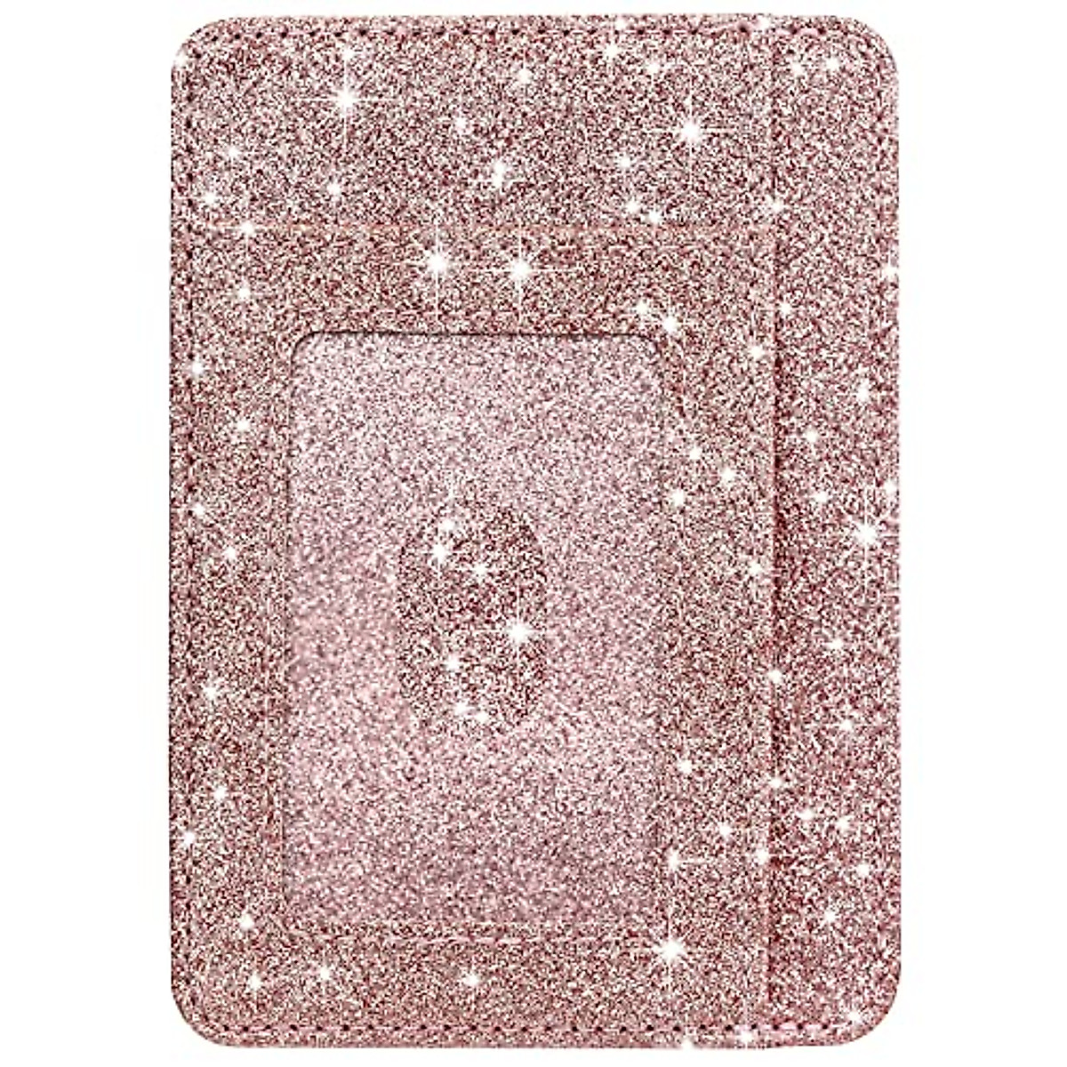 HOTCOOL Card Holder Wallet Front Pocket Minimalist Leather With RFID Blocking Wallet for Men & Women, Glitter Rose