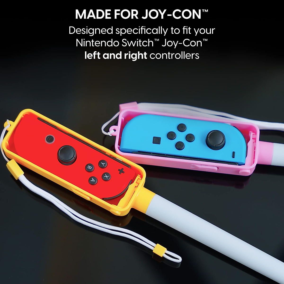TALK WORKS Golf Clubs for Nintendo Switch Joy-Con Controllers, 2 Pack - Switch Games Accessories Joy Con Controller Grip Holder for Mario Golf - Lightweight, Adjustable Straps - Mario Red/Luigi Green