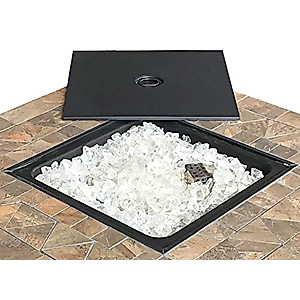 Hiland AFP-STT Outdoor Patio 40,000 BTU 30x30 Inch Square Tile Table Top Propane Fire Pit and Fire Glass