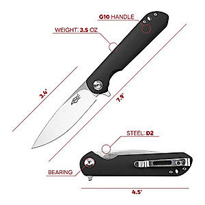 Firebird GANZO FH41-CG Pocket Folding Knife D2 Steel Blade G10 Handle with Clip Hunting Fishing Camping Outdoor EDC Knife (Grey)