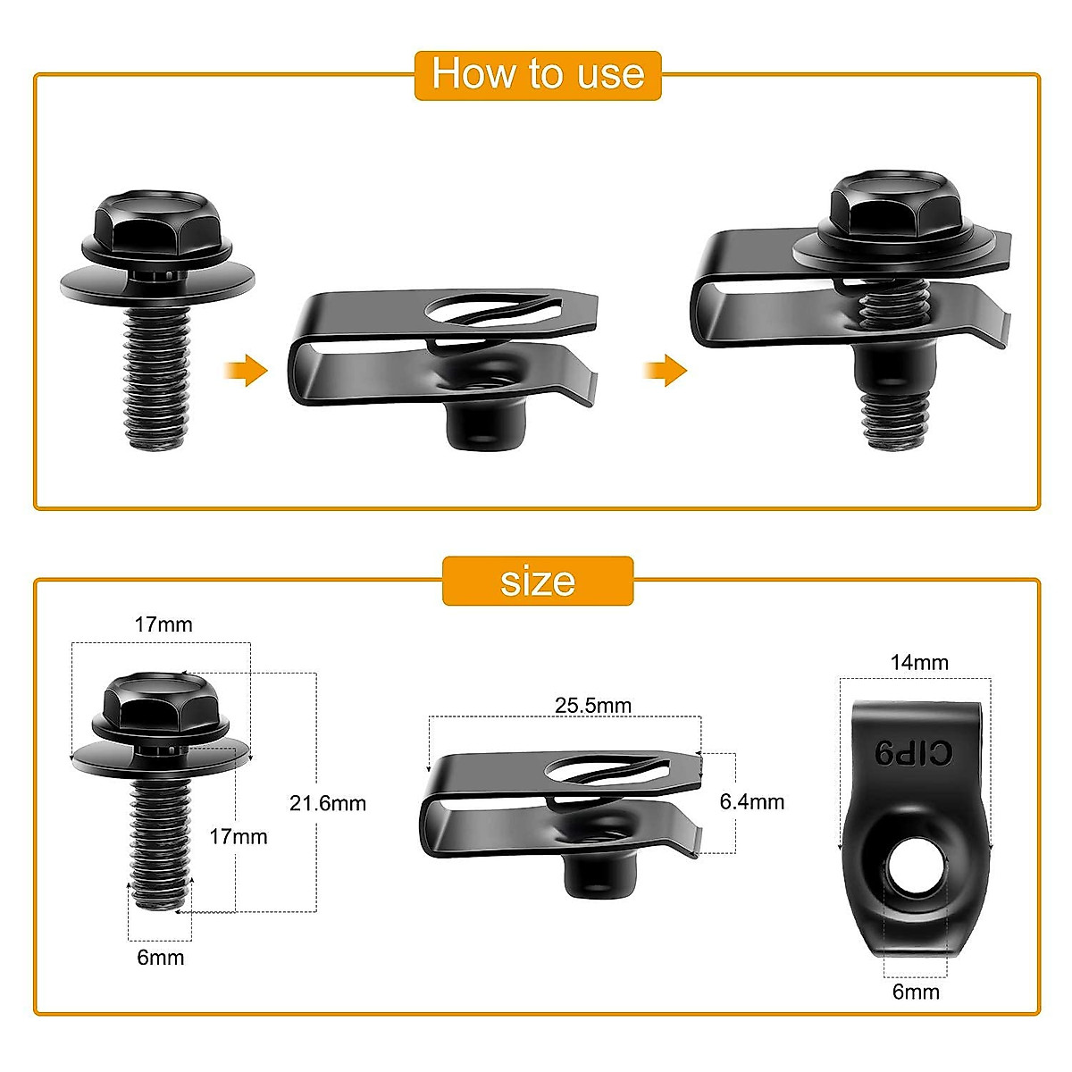 GOOACC GRC-70 35PCS Engine Under Cover Splash Shield Guard Body Bolts Bumper Fender Liner Push Retainer Fastener Rivet Clips , black