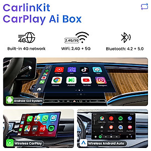 Carlinkit CarPlay Ai Box Android 13.0 System Wireless CarPlay Android Auto QCM6125 8-core 8G+128G, Multimedia Box Spotify/Netflix/YouTube Car Video, GPS+Glonass/Google Play Download Apps