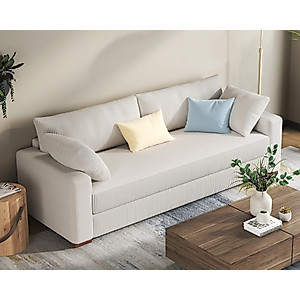 Jocisland Sofa, 3 Seater Comfy Couch, Modern Sofa Couch with Corduroy Upholstered, Couch for Living Room Home Office -White Couch