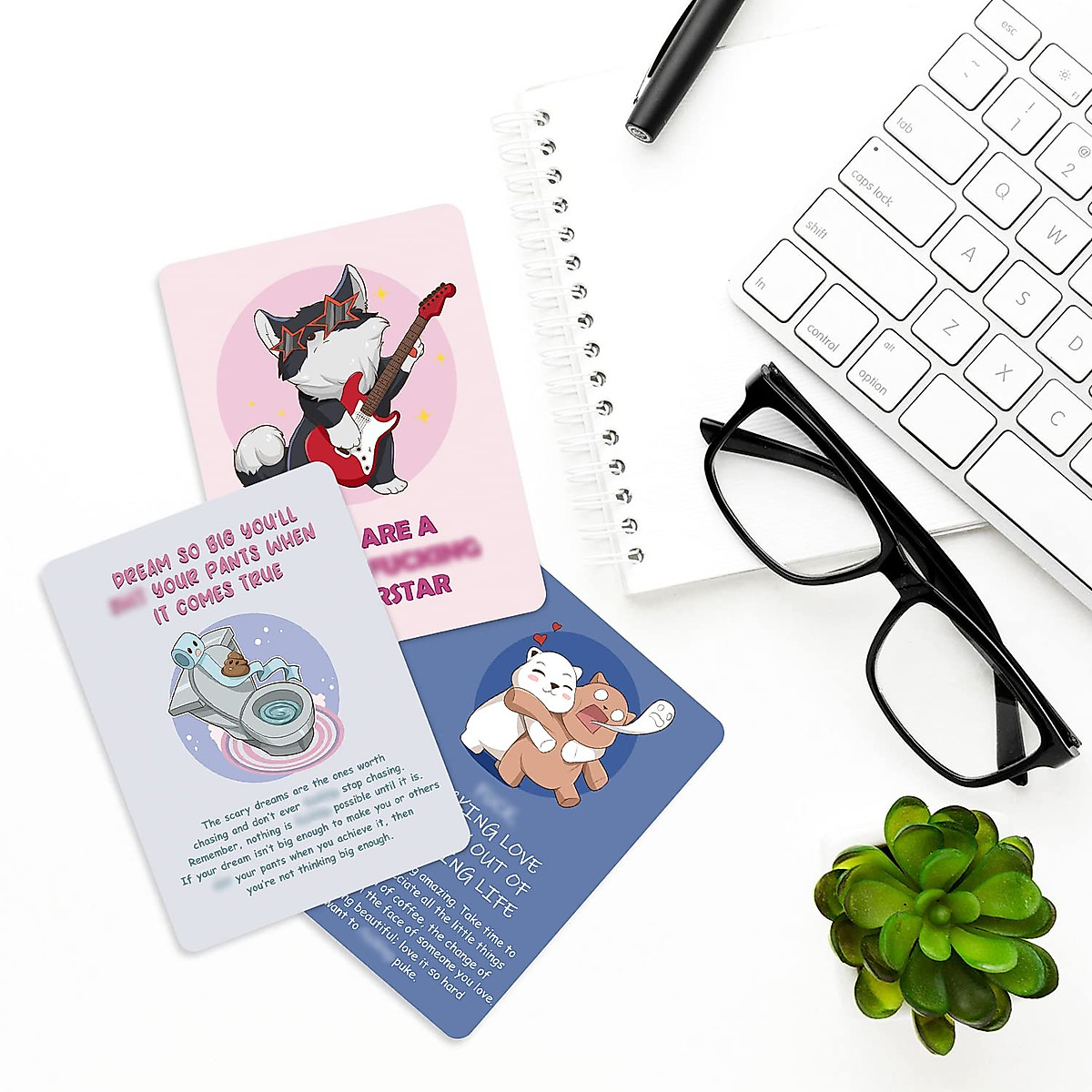 Lacunas Affirmies Profanity Affirmation Cards Deck - Treat Your Fine A** Self - 50 Positive Affirmations for People Who Like to Say F***