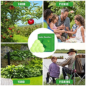 36 Pack Snake Repellent for Yard, Powerful Outdoor & Indoor Snake be Gone for Garden Lawn, Natural Snake Repellent Moth Balls for Outdoor Camping Fishing, Effective Repels Snakes Pets Safe Balls Green