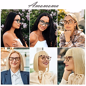 AMOMOMA 3 Pack Trendy Oversized Blue Light Stylish Readers for Women,Retro Square Cute Sturdy Computer Womens Reading Glasses AM6042 Black+Brown+Purple Tortoise 1.5