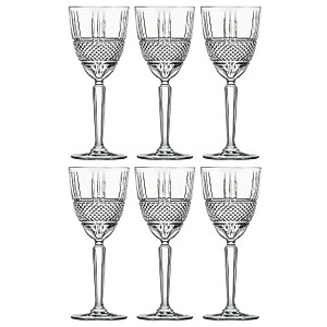 Goblet, White Wine Crystal Glass, Water Glass, Stemmed Glasses, Set of 6 Goblets, 8 oz, Beautifully Designed, by Barski, Made in Europe