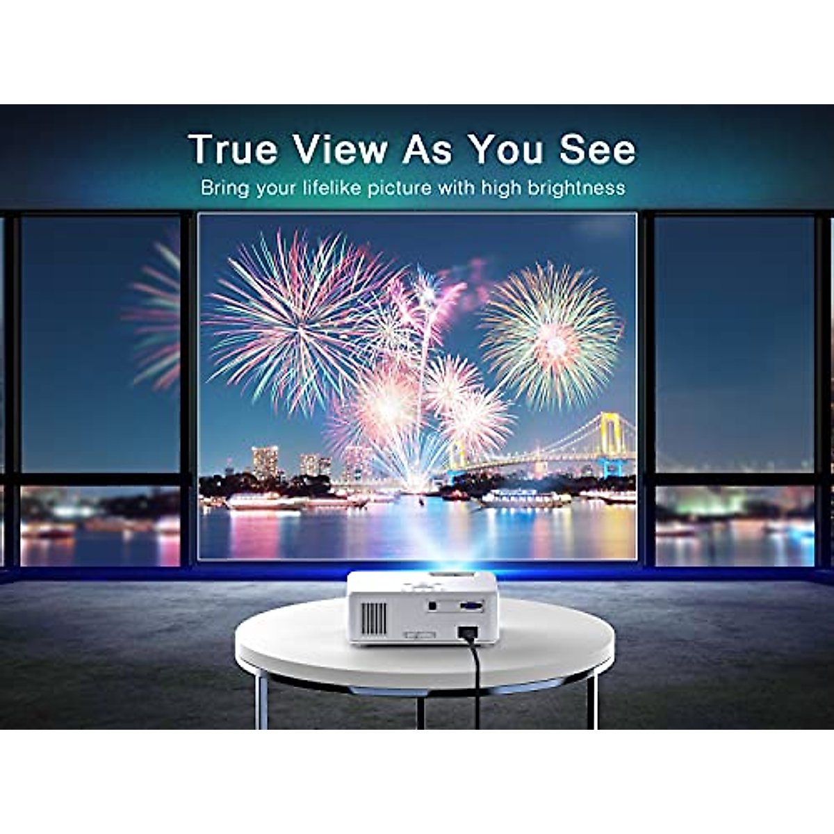 VIMGO 5G WiFi Projector, 8500L Native 1080P Outdoor Movie Projector, Mini Projector with Synchronized Smartphone Screen, 200'' Portable Projector for TV Stick, Video Games, HDMI/USB/AV, iOS & Android