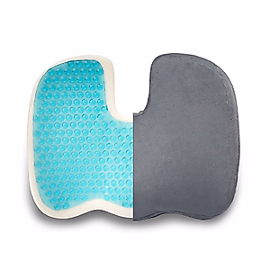 Dr. Flink Tailbone Seat Cushion - Pain Relief Chair Pillow, Cool Gel-Enhanced 100% Memory Foam, Orthopedic & Quality Comfort | Support & Relives Back & Sciatica, for Car, Truck, Home, and Office