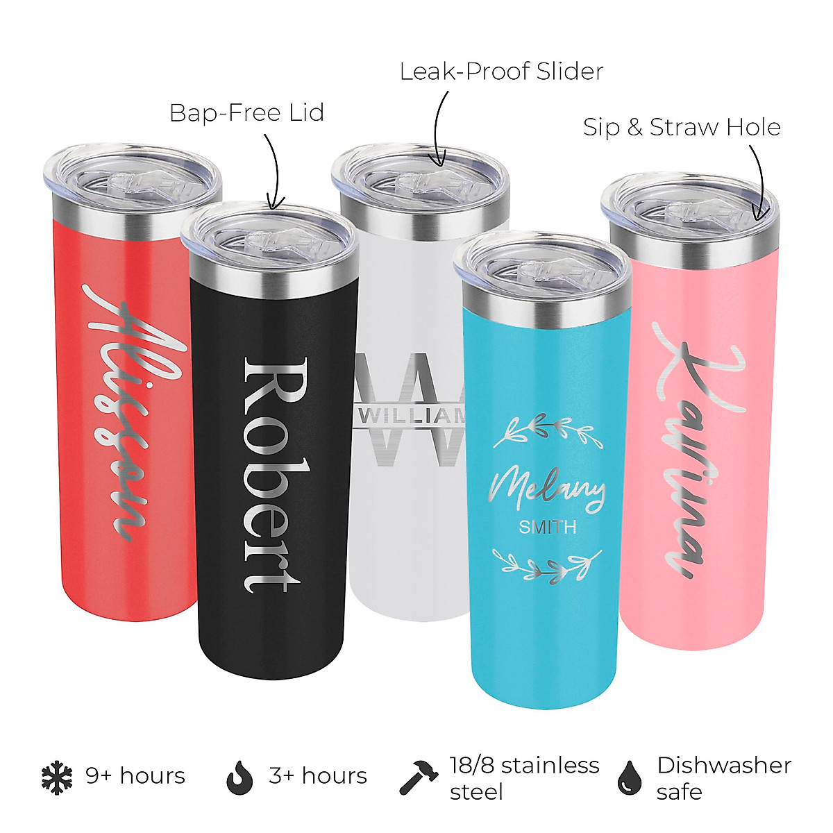Custom insulated 20oz tumbler with lid, personalized skinny metal powder coated thermo for women men, engraved corporate gift to add your logo cup, travel thermal tumbler for coffee & beverages
