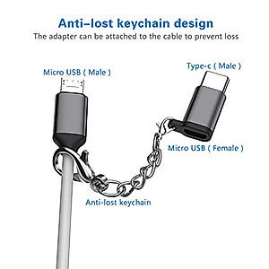 Micro USB to USB C Adapter,(8-Packs)Aluminum USB Type C Adapter Convert Connector with Keychain Charger Compatible Samsung Galaxy S10 S9 S8 Plus Note 9 8, LG V40 V35 G8 G7,Google Pixel 3 XL,Moto Z2 Z3