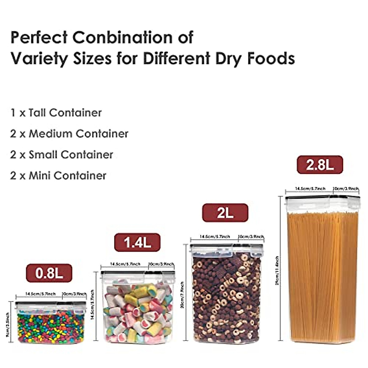 tyeloftute Airtight Food Storage Containers Set with Lids (7 Pack) for Kitchen and Pantry Organization Canister Set Free Marker and 7 Labels (Pink)