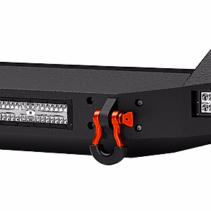 OBNAUX Full Width Front & Rear Bumper w/Spare Tire Carrier Compatible with 2007-2018 Jeep Wrangler JK JKU Unlimited (2/4 Doors) Equipped with Paintable Armor, 2" Hitch Receiver & D-rings