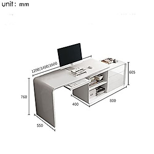 MJWDP Office Desk Computer Desk Swivel Angle Multifunctional Desk White Office Furniture