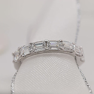 Fascinating Diamonds 2 Carat LAB GROWN Emerald Cut Diamond 14K White Gold Seven Stone LAB CREATED Anniversary Band for Women Premium Collection (2 ctw, F Color, VS1 Clarity) Size 4.5